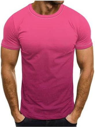 Generic T-shirt &agrave; col rond pour homme, l&eacute;ger, d&eacute;contract&eacute;, &eacute;l&eacute;gant, extensible, confortable, respirant, basique &agrave; manches courtes, chemise de course &agrave; pied et
