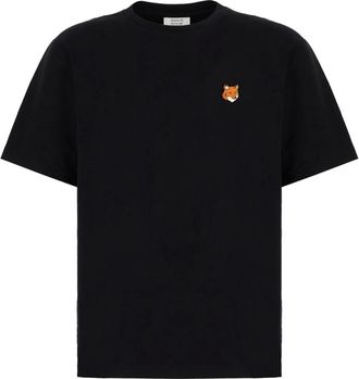 Maison Kitsun&eacute; Homme, Tops, Noir, Taille: L Fox Head Regular T-shirt