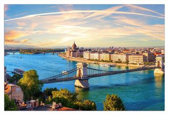 Wallario selbstklebendes Poster - Metropole an der Donau, Aufkleber in Premiumqualit&auml;t, Klebefolie Gr&ouml;&szlig;e: 61 x 91,5 cm (Maxiposter)