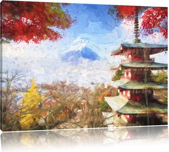Pixxprint Japanischer Tempel im Herbst, Größe: 80x60cm, Leinwandbild, fertig gespannt, Wandbild, Dekoration, Kunstdruck, kein Poster