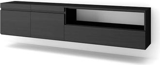 Skraut Home | TV-Schrank, Lowboard | für Wohnzimmer und Esszimmer | 200x45x35cm | Für TV-Geräte bis zu 80 | Hängend | Moderner Stil | Schwarz