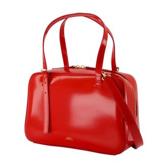 A.P.C. Womens Polished Calfskin Top Handle Bag Red
