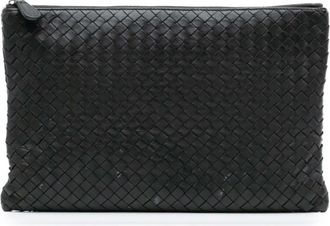 Bottega Veneta pochette en cuir Nappa Intrecciato (2012-2025) - Noir