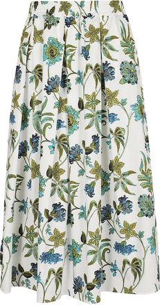 Fay Femme, Jupes, Blanc, Taille: 38 FR Printed Poplin Midi Skirt