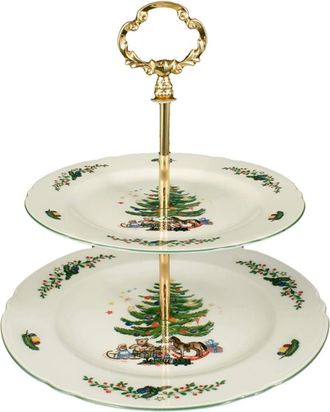 SELTMANN WEIDEN Seltmann 001.296353 Marieluise 2-teilig Porcelain Etagere, 43607 Dekor, Grün