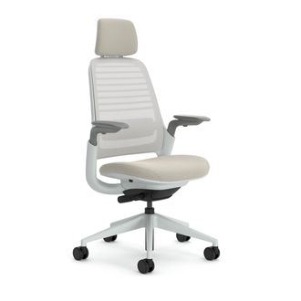Steelcase Series 1 Ergonomischer B&uuml;rostuhl mit LiveBack Lumbalst&uuml;tze, 4D-Armlehnen, anpassbarer Kopfst&uuml;tze Beige, 66 x 64 x 112