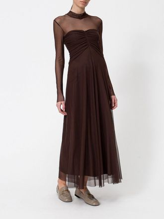 Twinset Lang&auml;rmeliges T&uuml;ll-Abendkleid mit Rundhalsausschnitt