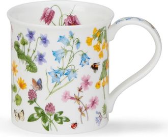 Dunoon Bute Wildflower Harebell Tasse aus feinem Knochenporzellan, 0,3 l, mit Wildblumen, Bienen und Schmetterlingen