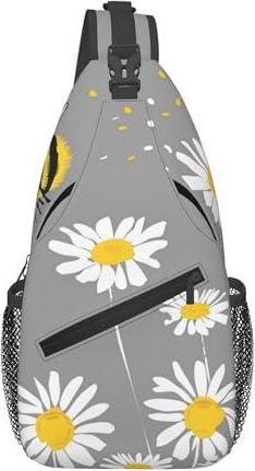 Generic Sacoche Homme Bandouliere Fleur dabeille marguerite mignonne R&eacute;glable Sac Bandouli&egrave;re Casual Crossbody Bag pour &eacute;cole Homme Camping