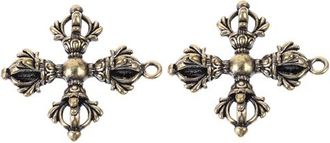 Beaupretty Lot de 2 Pendentifs Vajra en Laiton R&eacute;tro Mini Porte-Cl&eacute;s Pilon Vajra Artisanal D&eacute;coration Spirituelle Tib&eacute;taine Accessoires Porte-Cl&eacute;s Homme Femme Pr