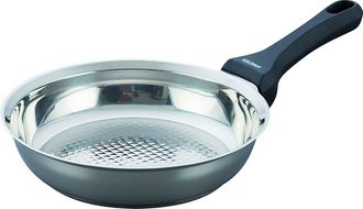 Kelomat 1814-351, Bratpfanne GRILLMEISTER, rund, Durchmesser 24 cm, Edelstahl, Deckel optional
