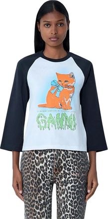 Ganni Femme, Tops, Multicolore, Taille: 42 FR T-Shirt à Motif Logo