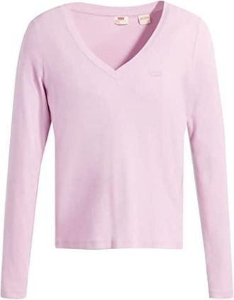 Levi's Long-Sleeve V-Neck Baby Tee T-Shirt B&Eacute;B&Eacute; ML Vneck, Pink Lavender, XXS aux Femmes