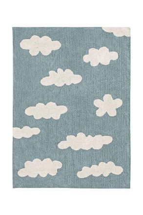 Lorena Canals Clouds Teppich, waschbar, Baumwolle, 120 x 160 x 30 cm, Blau