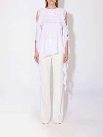Blumarine &Auml;rmelloses, asymmetrisches Baumwoll-Top mit Panel-Applikation