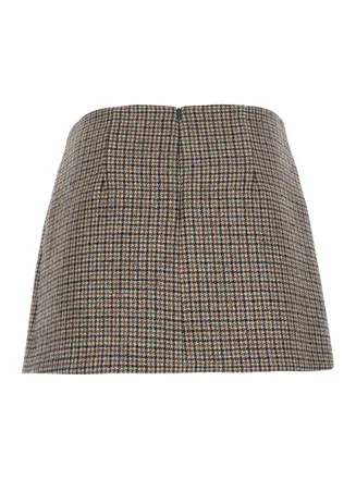 P.A.R.O.S.H. Houndstooth Wool Mini Skirt - Beige