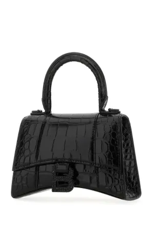 Balenciaga Womens Black Leather Xs Hourglass Handbag 1000 Borse A Mano Bag