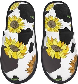 Generic Imprimé Tournesols Country Pantoufles En Peluche Hiver Pantoufles Antidérapants Chausson Pour Femme Unisex Intérieur L