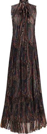 Saint Laurent Paisley Seiden Chiffon Lavalli&egrave;re Kleid - - Dresses - Damen - Mehrfarbig - S