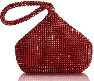 Babeyond Sac &agrave; main pour femme - Style ann&eacute;es 1920 - Avec strass - &Eacute;l&eacute;gant - Accessoire de mari&eacute;e, rouge