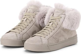 Santoni Low-Top Sneaker - Sneaker mit Fell - Gr. 36 (EU) - in Grau - f&uuml;r Damen