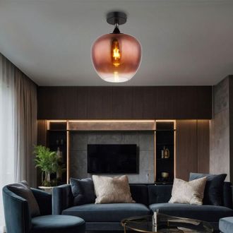 Globo Lighting Deckenlampe Deckenleuchte Wohnzimmerleuchte E27 Glasschirm kupfer schwarz-matt