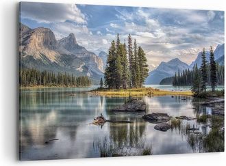 Arttor Bilder auf Leinwand 100x70cm Leinwandbild See Landschaft Natur Gro&szlig; Wanddeko Bild Schlafzimmer K&uuml;che Deko Wandbilder Dekoration Wohnzimmer Wall Decor 