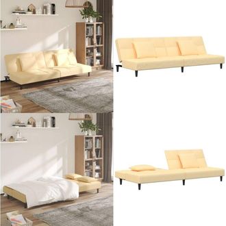 vidaXL Schlafsofa 2-Sitzer mit 2 Kissen Creme Samt - Samtsofa - Schlafsofa - Gästebett - Wohnzimmersofa - Couch - Home & Living