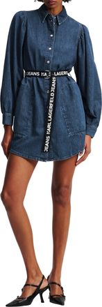 Karl Lagerfeld Puff Sleeve Denim Dress, Washed Dark Blue, XL
