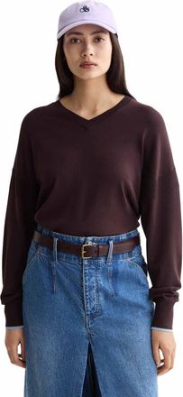 Scotch & Soda Damen Pullover V-Ausschnitt Relaxed Pullover Sweater, Chocolate U290, S