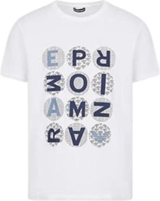 Emporio Armani Homme, Tops, Blanc, Taille: S Micropattern Crew Neck T-Shirt