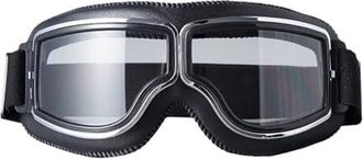 Generic Lunettes de moto vintage Lunettes de soleil de s&eacute;curit&eacute; pliables en cuir pour cruiser et motocross, Noir transparent, Taille unique
