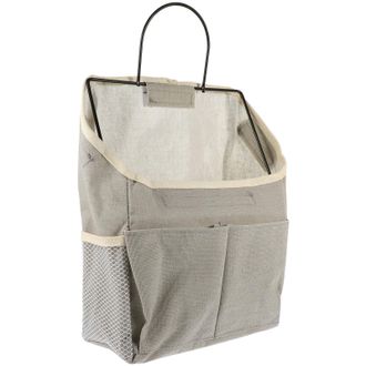 Valiclud Hängende Aufbewahrungstasche Aus Baumwollstoff Wandbeutel Ohne Nägel 2 Stück Platzsparender Organizer Für Küche Und Schlafzimmer Grau Mit Seitentasche