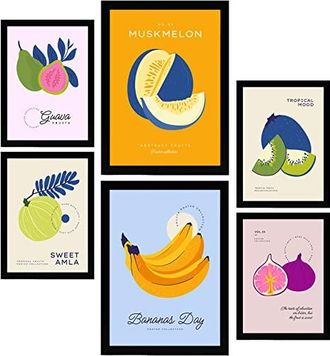 Nacnic Ensemble de 6 affiches sur lalimentation et la nutrition. Fruit exotique. Affiches nature et nutrition pour lam&eacute;nagement int&eacute;rieur et la d&eacute;coration. T