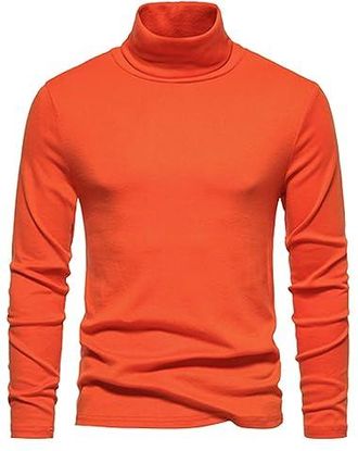 Generic Pull à col roulé basique pour homme - Manches longues - Coupe ajustée - Manches longues - Col roulé - Pull tricoté en coton - Sous-vêtement élastique 