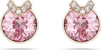Swarovski Bella Ohrstecker, Rundschliff, Pav&eacute;, Rosa, Ros&eacute;gold-Legierungsschicht