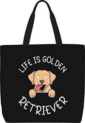 Generic Sac Fourre-Tout La Vie Est Dor&eacute;e Sac &Agrave; Provisions De Grande Capacit&eacute; Pliable Sacs En Toile, Pour Shopping, Burea, Femmes, Filles