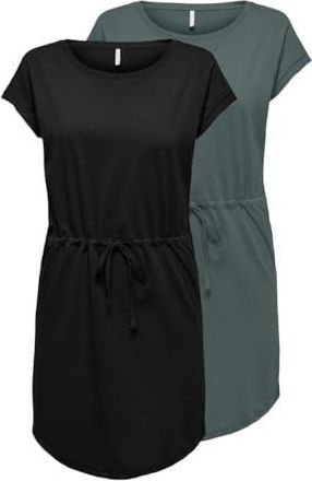 Only Dress 2 Pack Onlmay Life S/S Lot de 2 Robes Ay CS JRS, Noir, Femmes