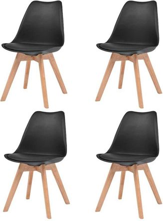 vidaXL Vidaxl - Chaises &agrave; manger lot de 4 Noir Plastique