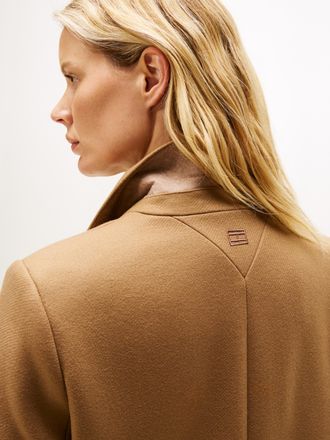 Tommy Hilfiger Langmantel TOMMY HILFIGER CLASSIC SB WOOL REG COAT, Damen, Gr. 44, braun (light sepia braun), Web, Obermaterial: 72% Wolle, 25% Polyamid, 3% Kaschmir,