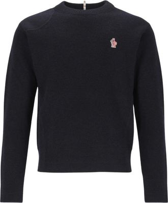Moncler Pull Col Rond en Laine - Homme - Pulls - Bleu - Taille: M