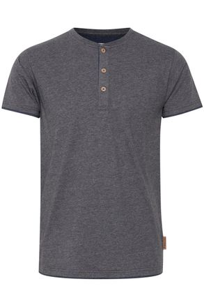 Indicode IDTony Herren T-Shirt Kurzarm Shirt mit Grandad-Ausschnitt Baumwollmischung Regular fit, Gr&ouml;&szlig;e:M, Farbe:Grey Mix (914)