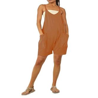 Generic Combinaison de maternité, combinaisons pour femmes, salopette dété décontractée sans manches à bretelles spaghetti, barboteuse, barboteuse surdimensio