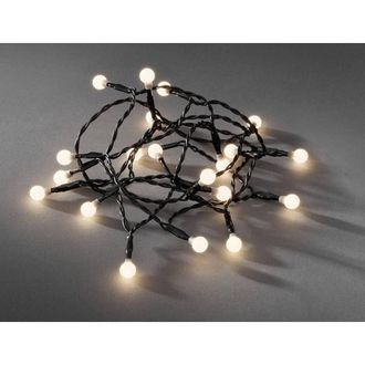 Konstsmide 1491-107 LED Globelichterkette mit runden Dioden / f&uuml;r Innen (IP20) / Batteriebetrieben: 3xAA 1.5V (exkl.) / 6h Timer / 20 gelbe Dioden / schwarzes Ka