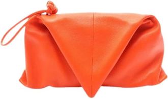 Bottega Veneta Sac pochette Triangle Pre-owned en cuir de veau - Femme - Pre-owned - Orange - Taille: ONE Size