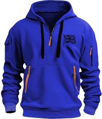 Generic Sweat &agrave; capuche pour homme avec fermeture &eacute;clair - Pull de transition - Coupe ample - T-shirt &agrave; manches longues - T-shirt dext&eacute;rieur r&eacute;tro - Sweat-shi