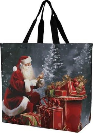 Generic Joyeux No&euml;l, P&egrave;re No&euml;l Sac A Main Femme Pliable Sacs De Courses D&eacute;contract&eacute; Sac &Agrave; Bandouli&egrave;re Pour Quotidienne Gym Universit&eacute;