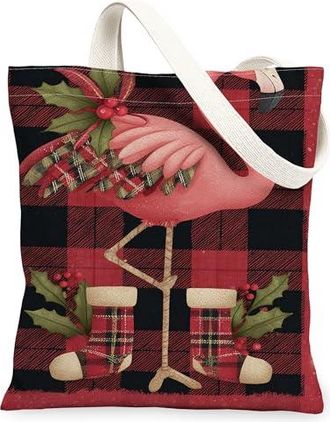 Generic Sacs fourre-tout de No&euml;l en toile &agrave; motif doiseaux tropicaux, sacs d&eacute;picerie r&eacute;utilisables, vintage, l&eacute;gers et lavables pour lext&eacute;rieur, les voyages, 