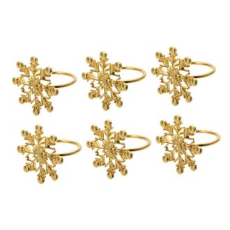 Cabilock 6 St&uuml;ck Goldene Weihnachts Napkin Ringe Kreative Schneeflocken Serviettenhalter f&uuml;r Festliche Tischdekoration f&uuml;r Weihnachten Hochzeiten und Feiern