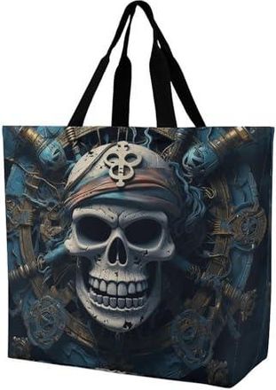 Generic Pirate Squelette Sac Fourre Tout Imperm&eacute;able Tote Bag D&eacute;contract&eacute; Sac &Agrave; Bandouli&egrave;re Pour Plage Voyage Universit&eacute;
